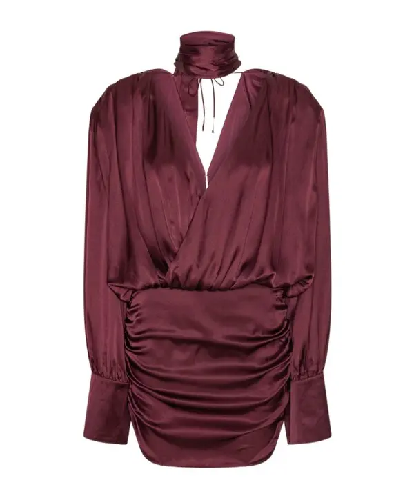 ROTATE BY BIRGER CHRISTENSEN Long-sleeved V-neck Dress - Red