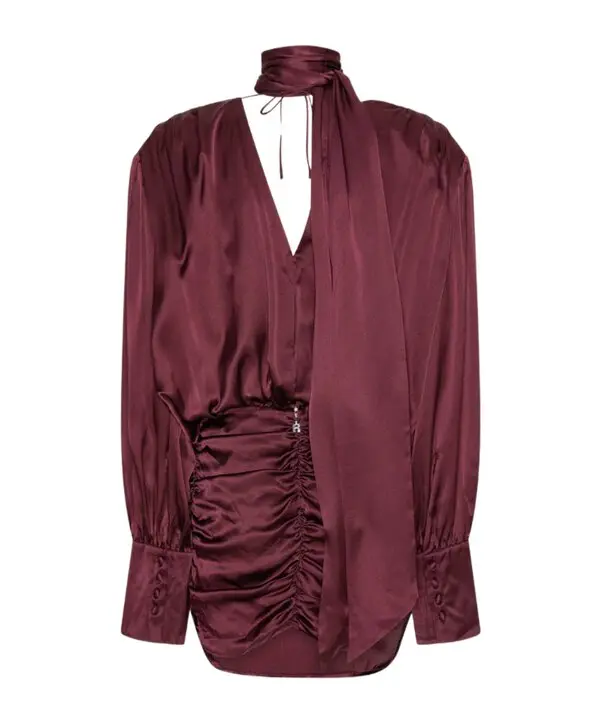 ROTATE BY BIRGER CHRISTENSEN Long-sleeved V-neck Dress - Red
