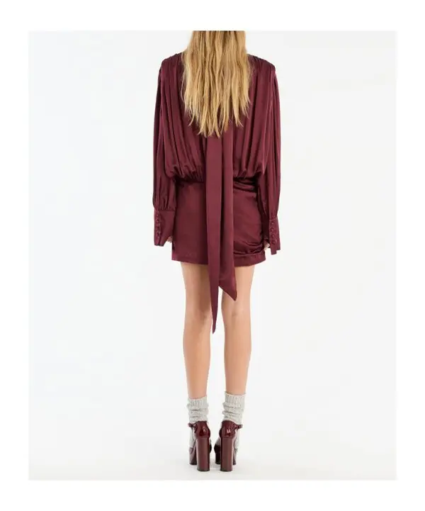 ROTATE BY BIRGER CHRISTENSEN Long-sleeved V-neck Dress - Red