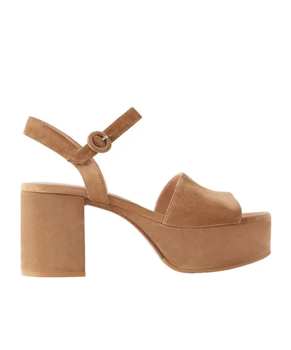 GIANVITO ROSSI Suede Platform Sandals - Brown
