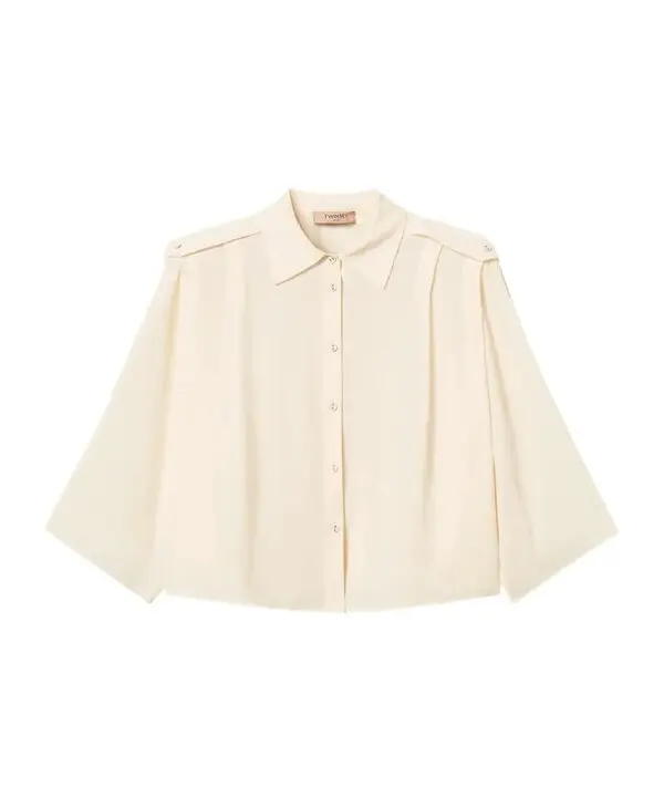 TWINSET Cropped Wide-sleeve Top With Epaulettes - White