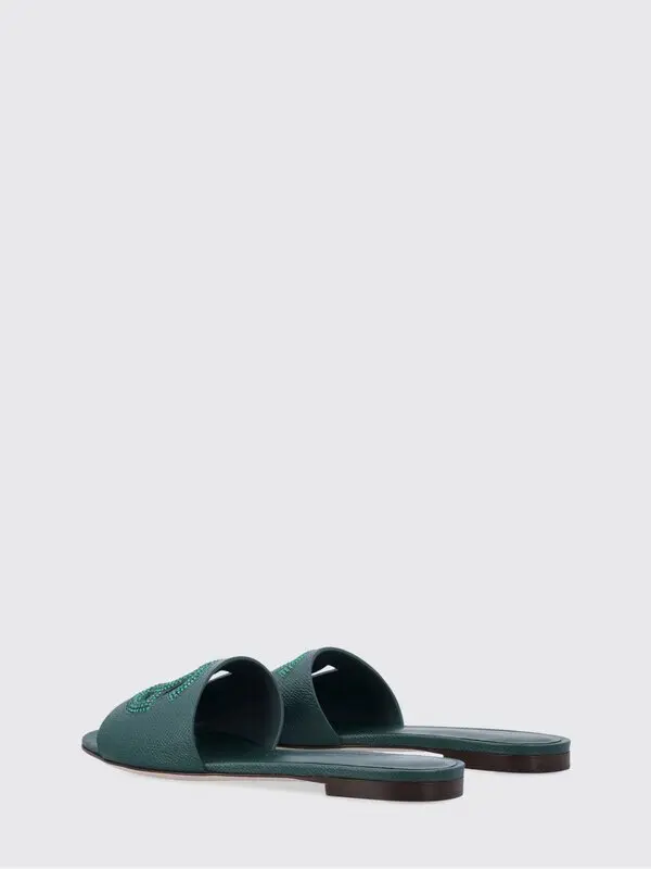 Dolce & Gabbana Embellished Logo Slides - Green