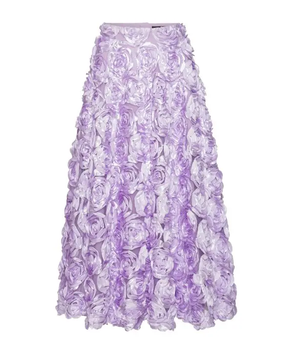 ROTATE BY BIRGER CHRISTENSEN Rose-embellished Midi Skirt - Purple