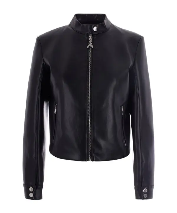 Patrizia Pepe Long-sleeved Zip-up Biker Jacket - Black