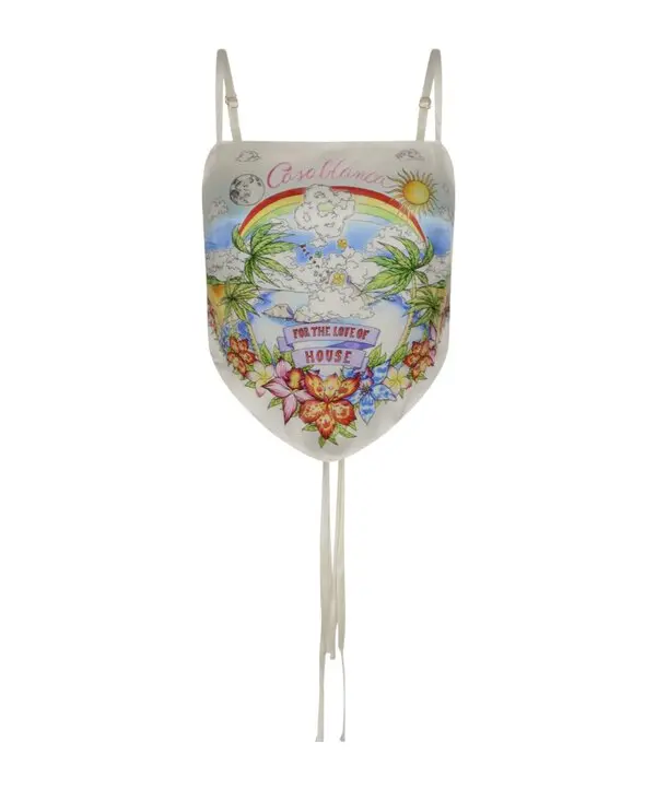 Casablanca Graphic Print Square Neck Scarf-style Top - Multicolor
