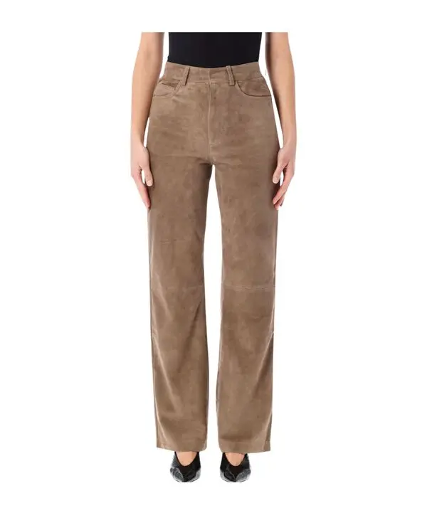 ROTATE BY BIRGER CHRISTENSEN Straight-leg Zipper Casual Pants - Brown