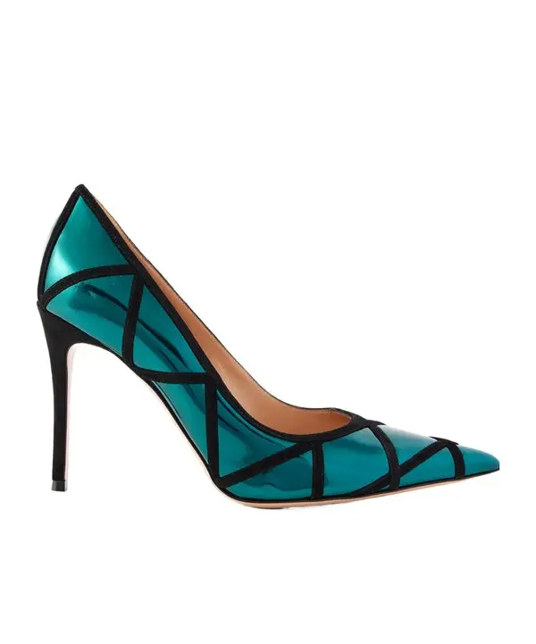 GIANVITO ROSSI Suede-trimmed Mirrored-leather Pumps - Multicolor