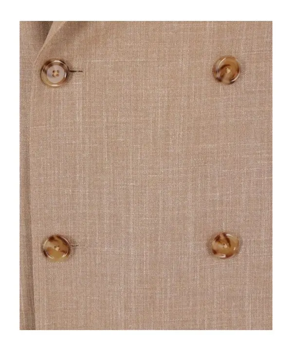 LARDINI Double-breasted Long Sleeved Blazer - Nude