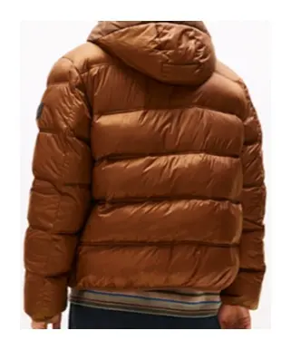 Tommy Hilfiger Tonal Logo Hooded Puffer Jacket - Brown