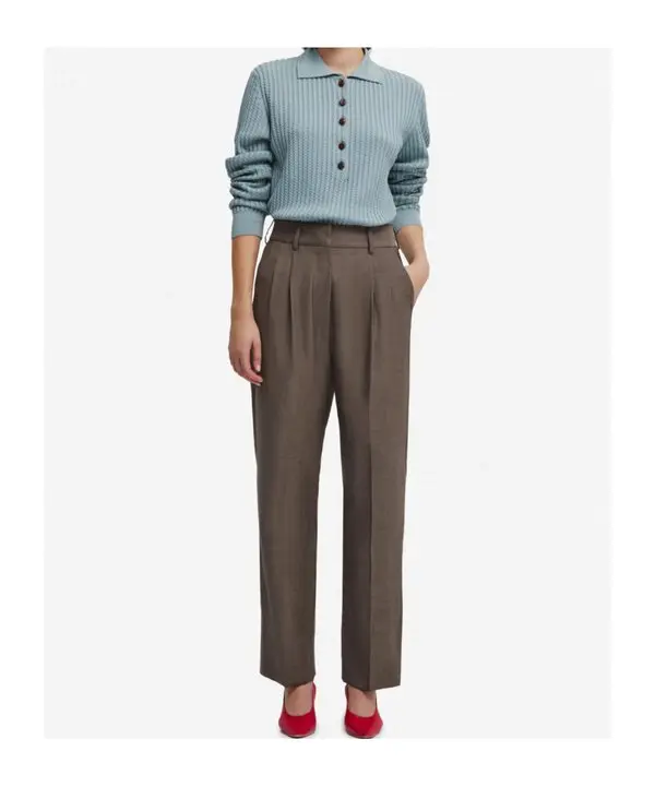 BLAZÉ MILANO High-waisted Straight-leg Tailored Trousers - Brown