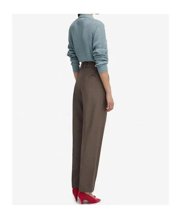 BLAZÉ MILANO High-waisted Straight-leg Tailored Trousers - Brown