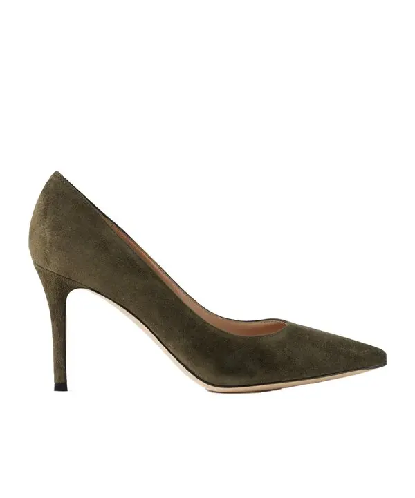 GIANVITO ROSSI Suede Pointed Toe Pumps - Green