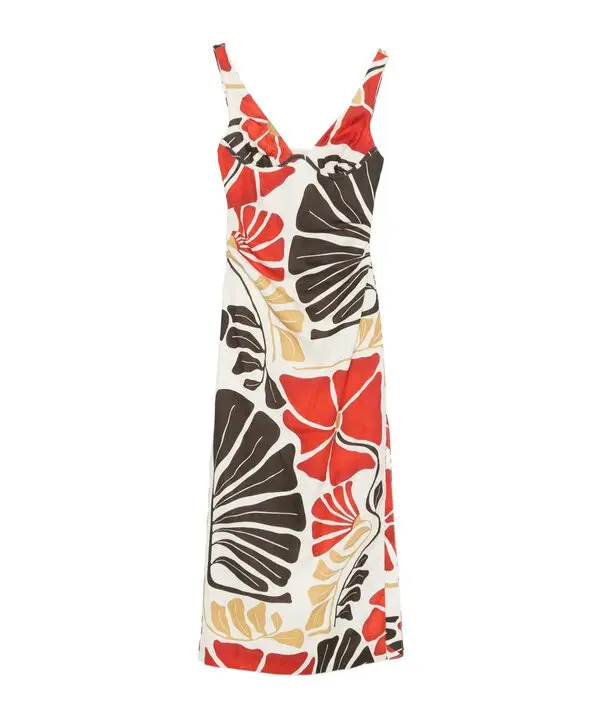 SIR. Sleeveless V-neck Printed Maxi Dress - White/red