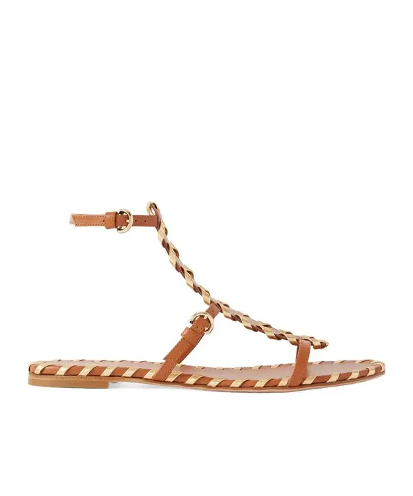GIANVITO ROSSI Whipstitched Leather Sandals - Nude