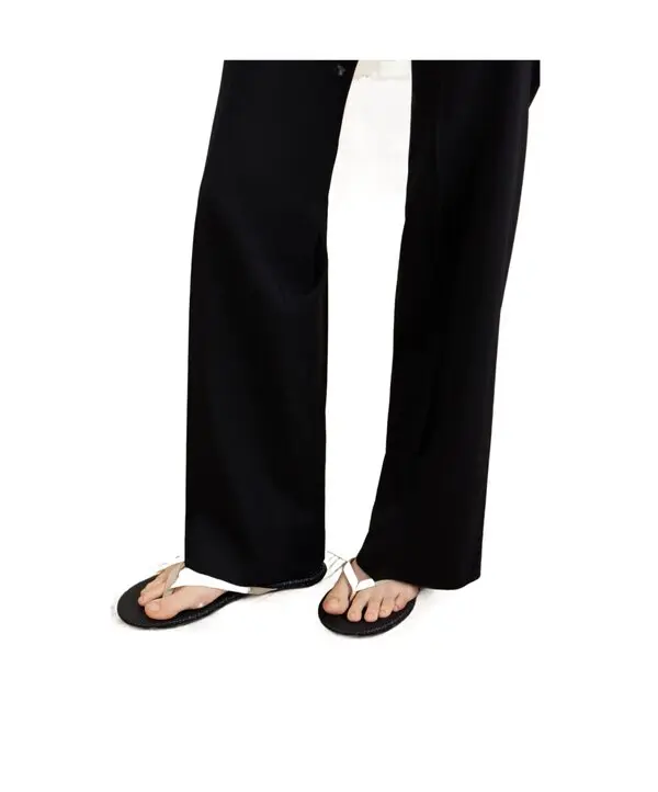ST. AGNI Suede Woven Flip Flop - Black