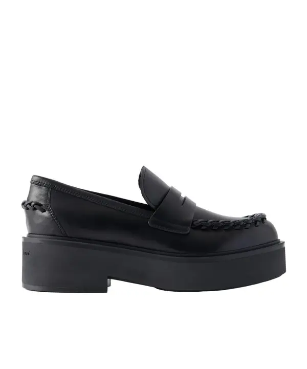 GIANVITO ROSSI Yuna Braided Leather Loafers - Black