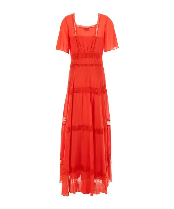 FORTE_FORTE Lace Detail V-neck Maxi Dress - Red