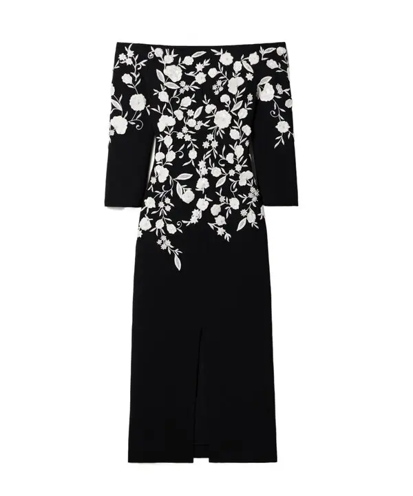 Carolina Herrera Off-shoulder Embroidered Midi Dress