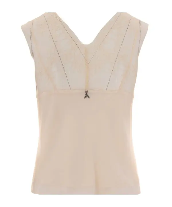 Patrizia Pepe Lace Detailed Thin Strap V-neck Top