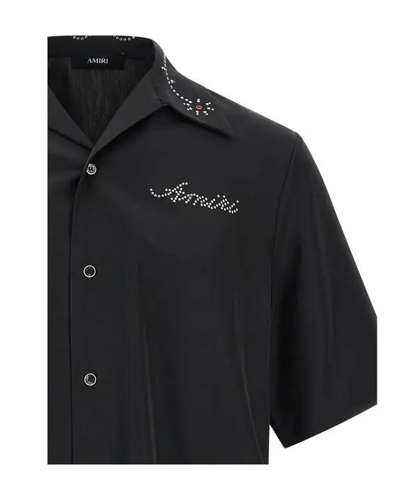 Amiri Rhinestone Logo Short-sleeve Shirt