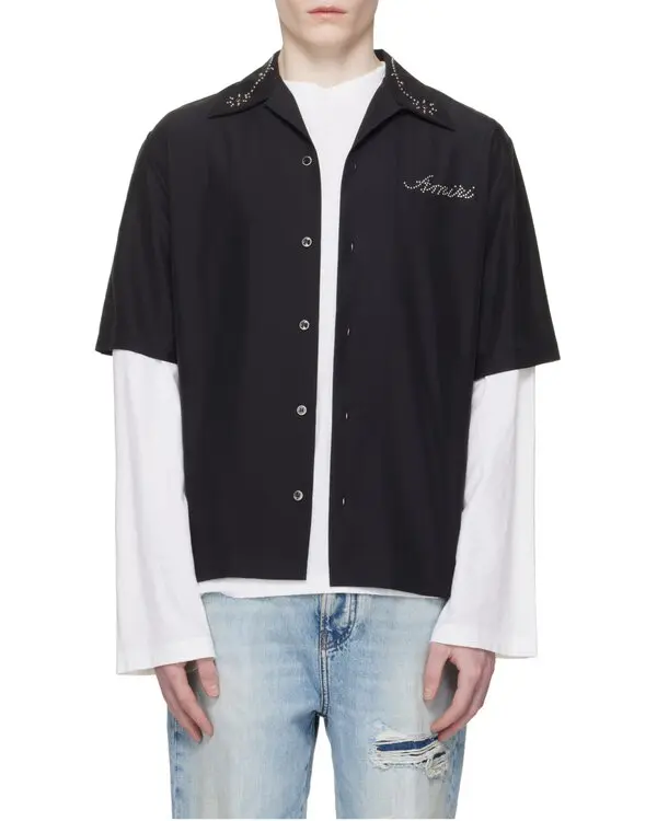 Amiri Rhinestone Logo Short-sleeve Shirt