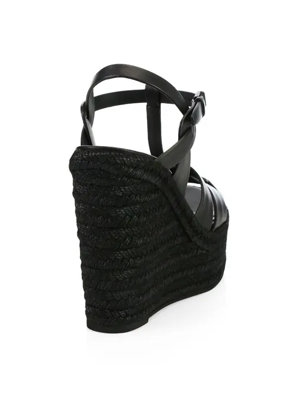 Saint Laurent Tribute Wedge Espadrilles - Black