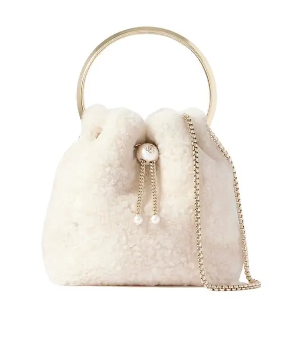 JIMMY CHOO Imitation Pearl Decorated Bucket Bag