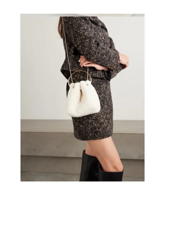 JIMMY CHOO Imitation Pearl Decorated Bucket Bag