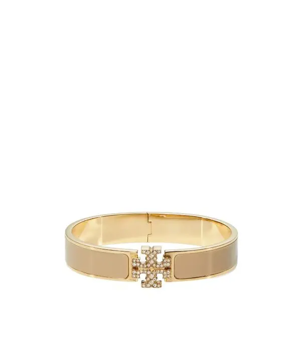 Tory Burch Icon Hinged Bracelet With Double T Logo - Yellow