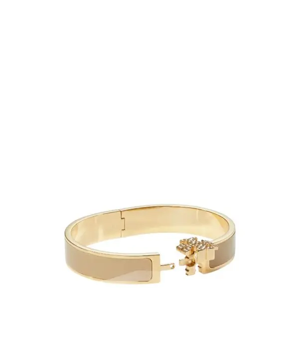 Tory Burch Icon Hinged Bracelet With Double T Logo - Yellow