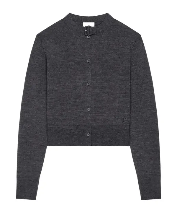 COURREGES Courrèges Button-up Crewneck Cardigan - Carbon Black
