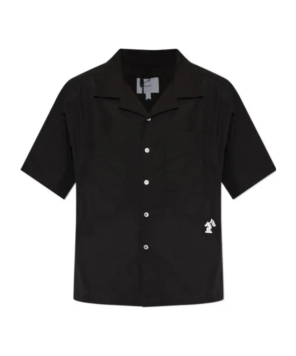 Rhude Camp Collar Logo Shirt - Black