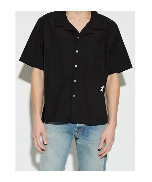 Rhude Camp Collar Logo Shirt - Black