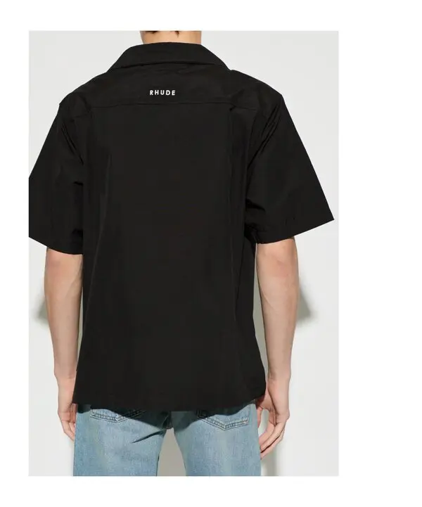 Rhude Camp Collar Logo Shirt - Black