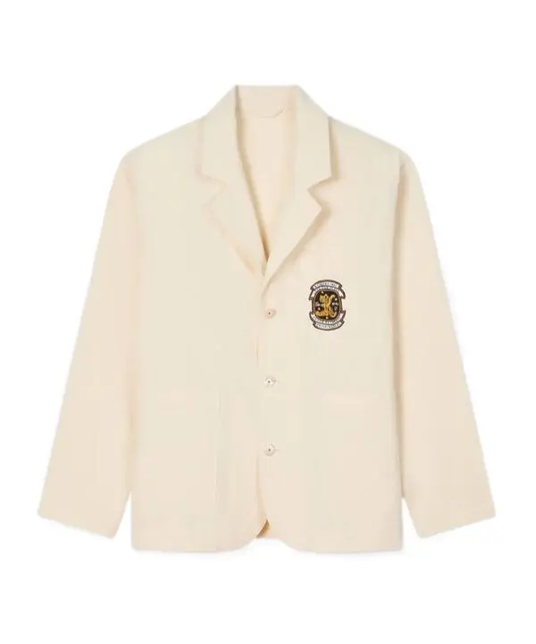Kenzo Single-breasted Jacket With Badge Detail - Off White