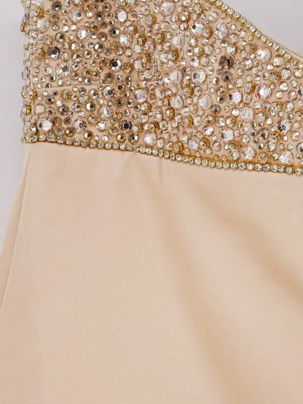 Retrofete Embellished Mini Dress With Rhinestone Straps - Nude