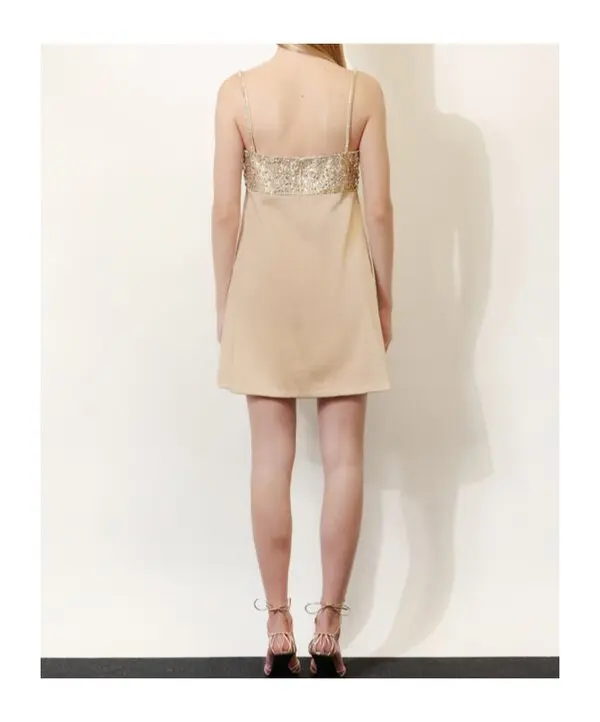 Retrofete Embellished Mini Dress With Rhinestone Straps - Nude
