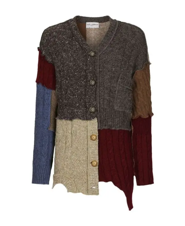 Dolce & Gabbana Patchwork Distressed Knit Cardigan
