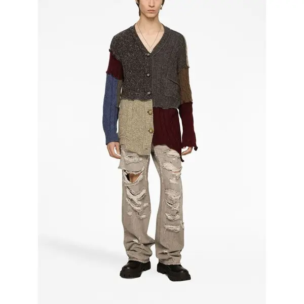 Dolce & Gabbana Patchwork Distressed Knit Cardigan