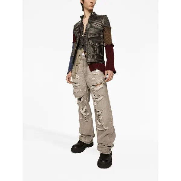 Dolce & Gabbana Patchwork Distressed Knit Cardigan