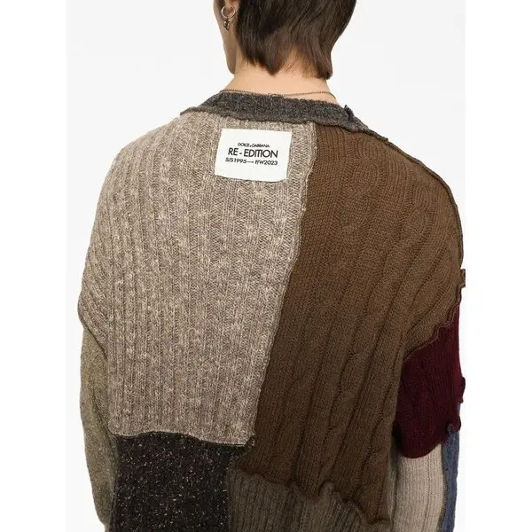 Dolce & Gabbana Patchwork Distressed Knit Cardigan