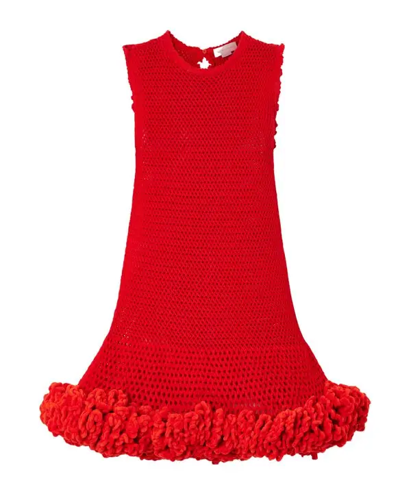 Stella McCartney Open-knit Wool Mini Dress With Sculptural Hem