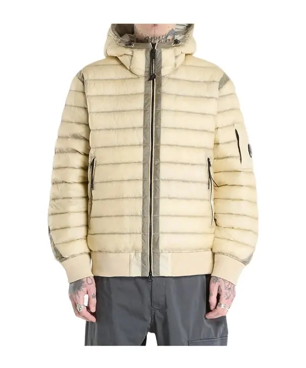 C.P. COMPANY Hooded Puffer Bomber Jacket - Beige