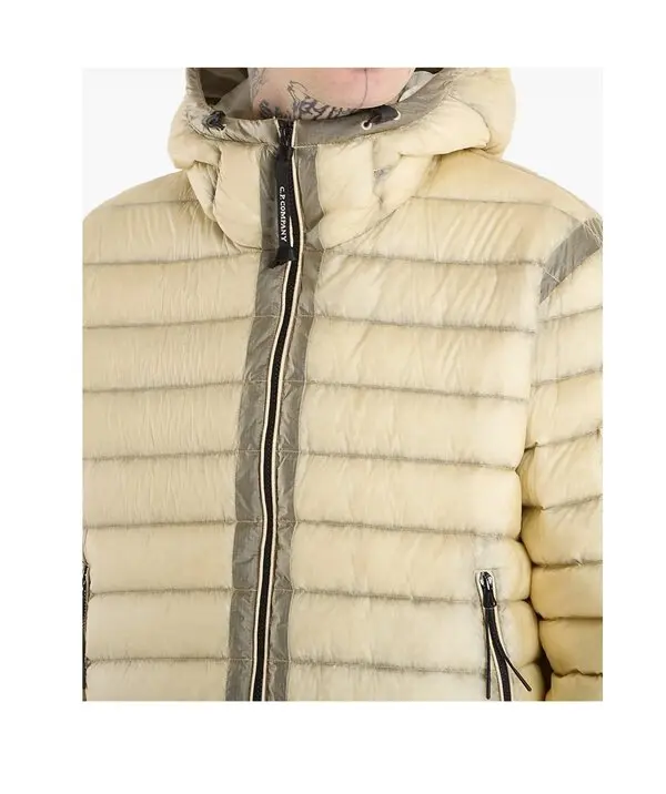 C.P. COMPANY Hooded Puffer Bomber Jacket - Beige