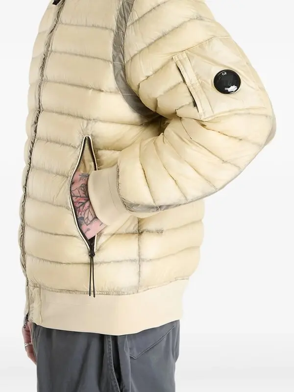 C.P. COMPANY Hooded Puffer Bomber Jacket - Beige