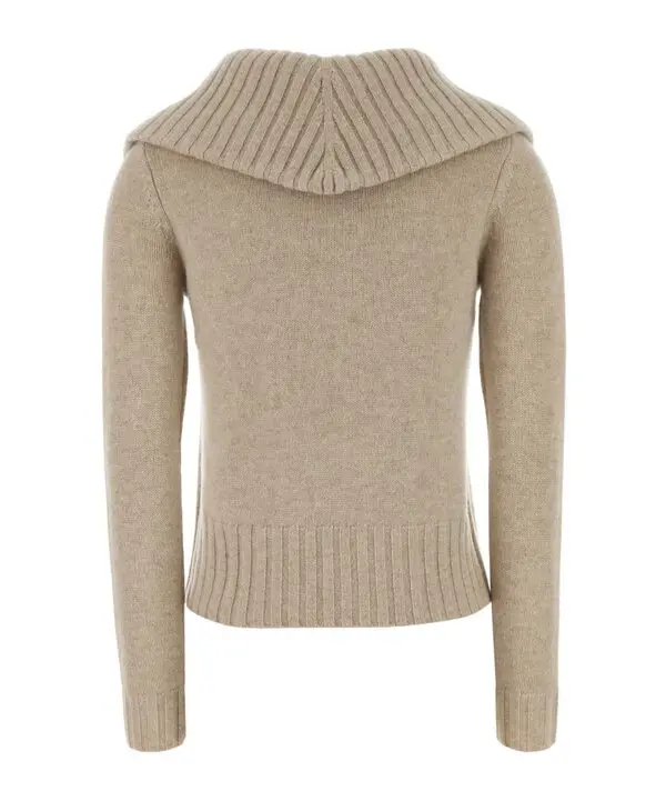 Co Ribbed Collar Knitted Sweater - Beige