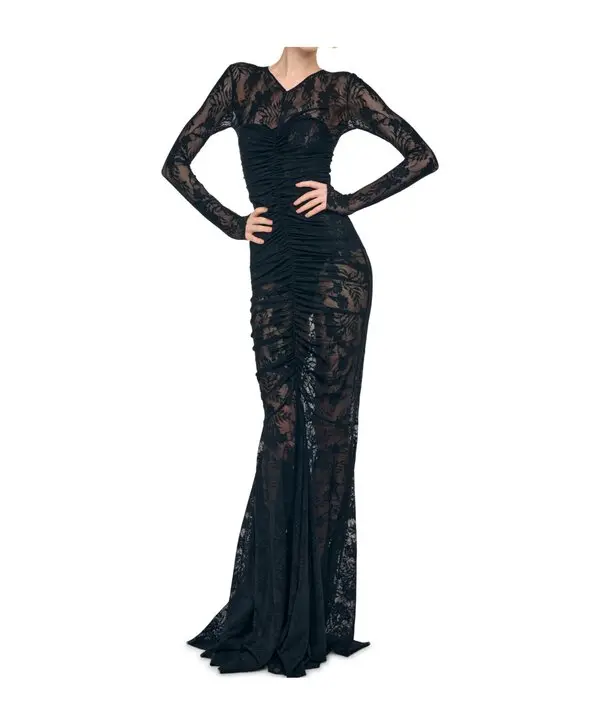 Norma Kamali Lace V-neck Maxi Dress