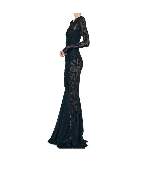 Norma Kamali Lace V-neck Maxi Dress