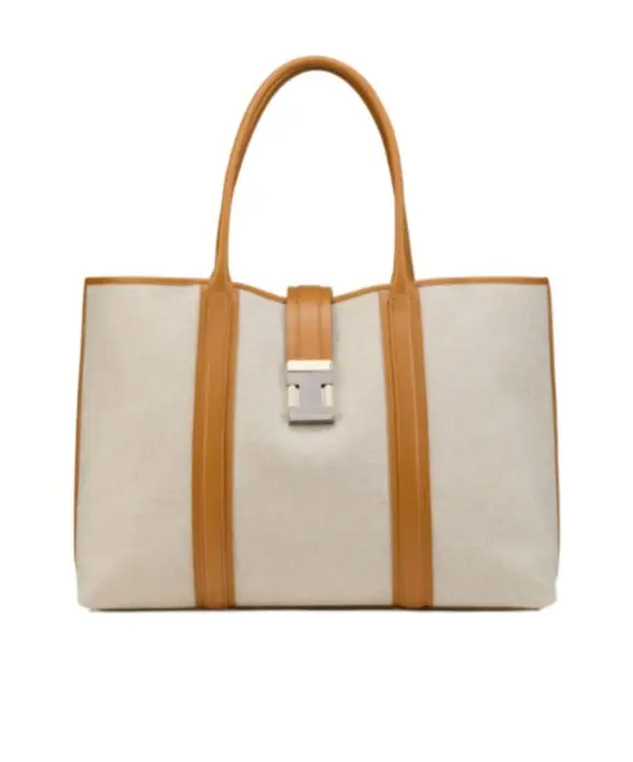 CHRISTIAN LOUBOUTIN Structured Top Handle Shoulder Bag With Guilloché Buckle - Natural