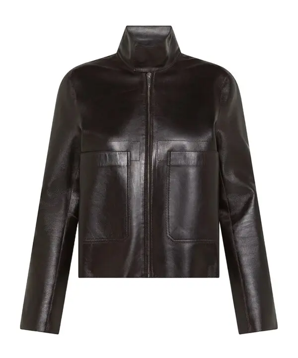 Seventy Short Leather Jacket - Black